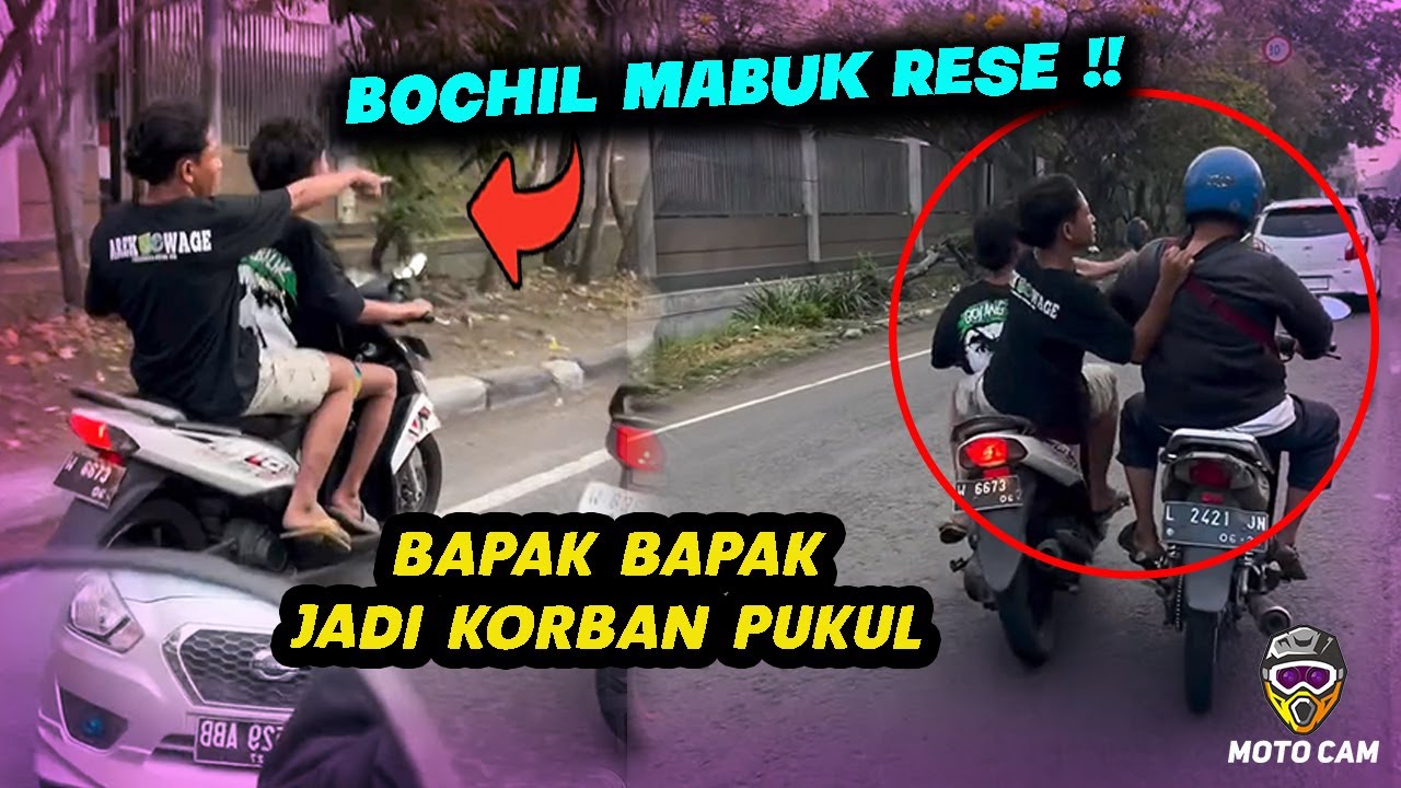 GAK ADA AKHLAK ‼ BocHiel Mab00k Sok Jagoan Pukul Pengendara Motor Bapak ...