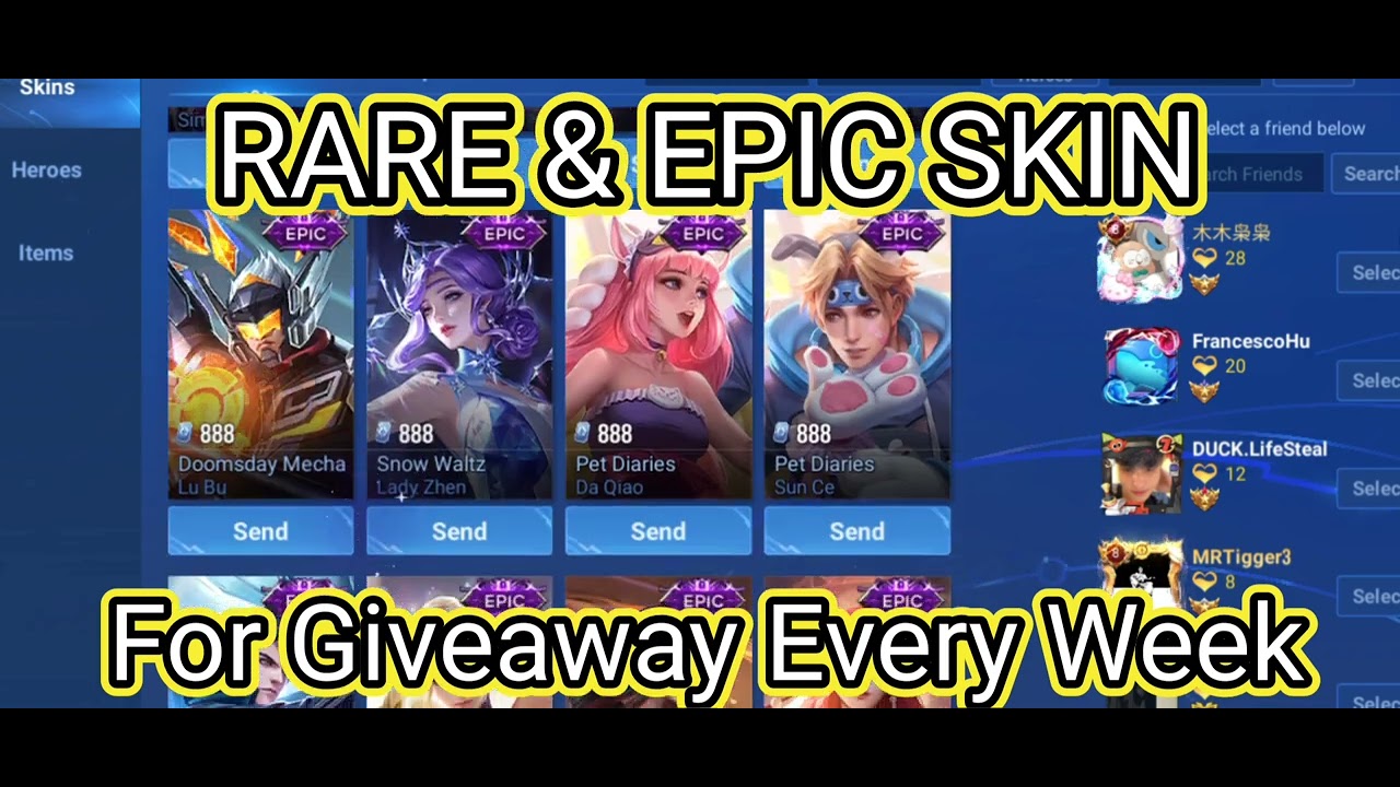 EPIC & RARE SKIN GIVEAWAY UPDATED #hok #honorofkings December 2024 Part ...