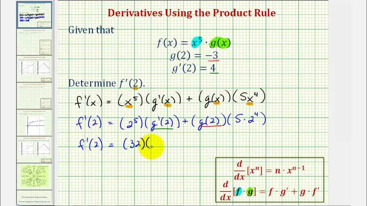 Ex: Find a Derivative Function Value - Product Rule Concept Check - YouTube