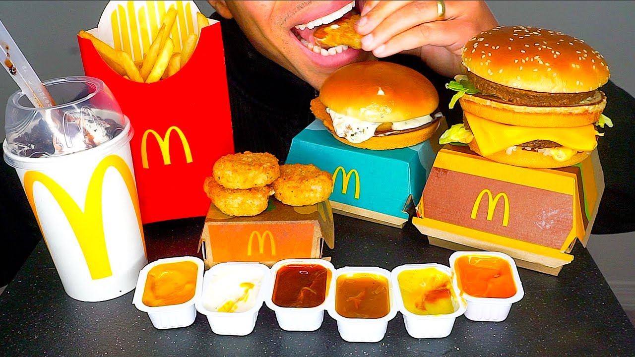ASMR MCDONALD'S CHICKEN NUGGETS MUKBANG OREO MCFLURRY FILLET FISH BIG ...