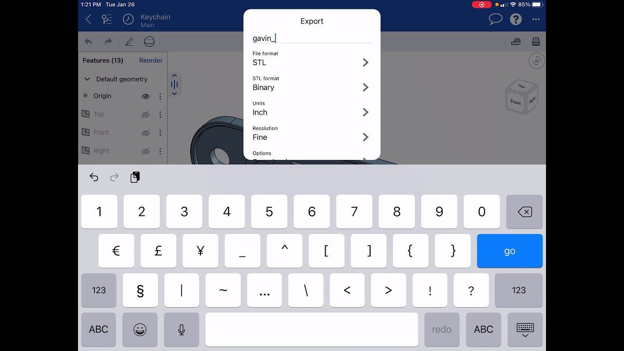Sharing Files and Exporting STL Onshape on iPad - YouTube