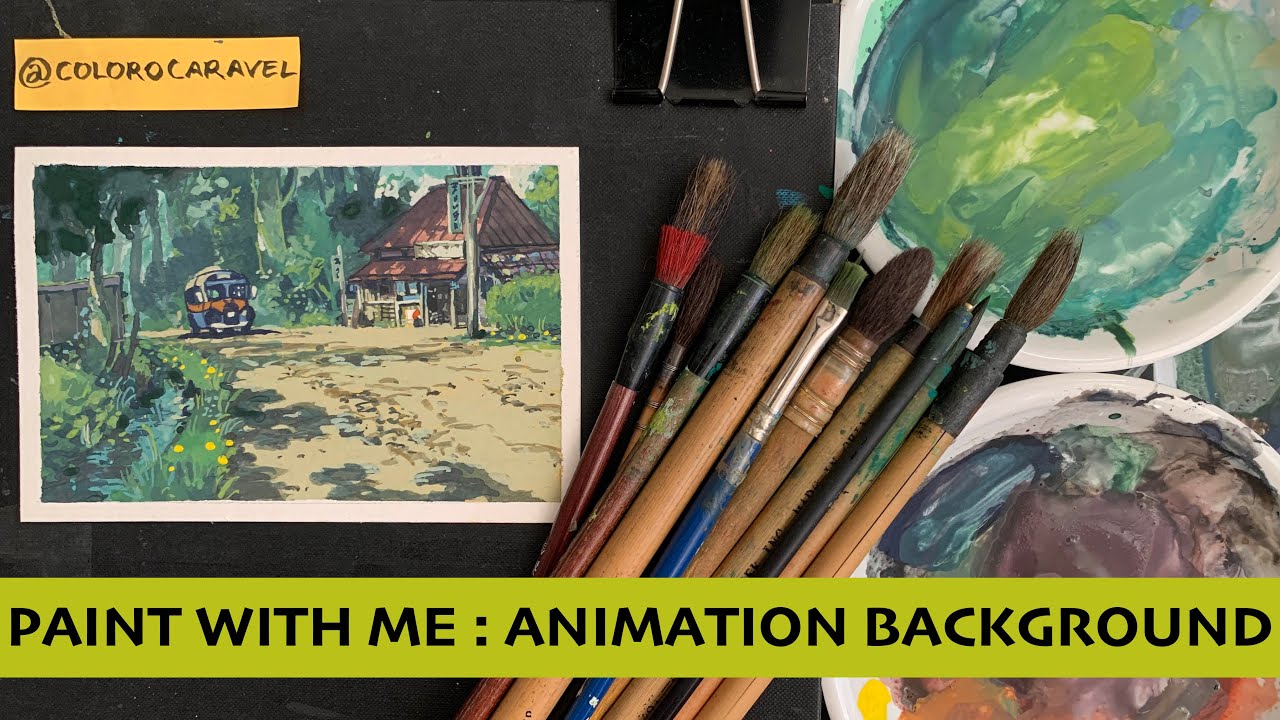 PAINT WITH ME | Relaxing Painting Tutorial. Studio Ghibli Background ...