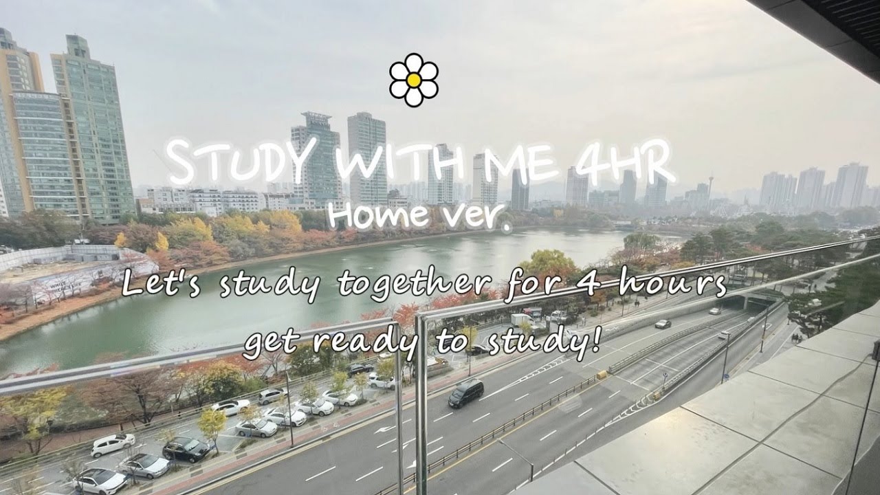 4HOUR STUDY WITH ME in the EARLY MORNING at HOME | • no music, just ...
