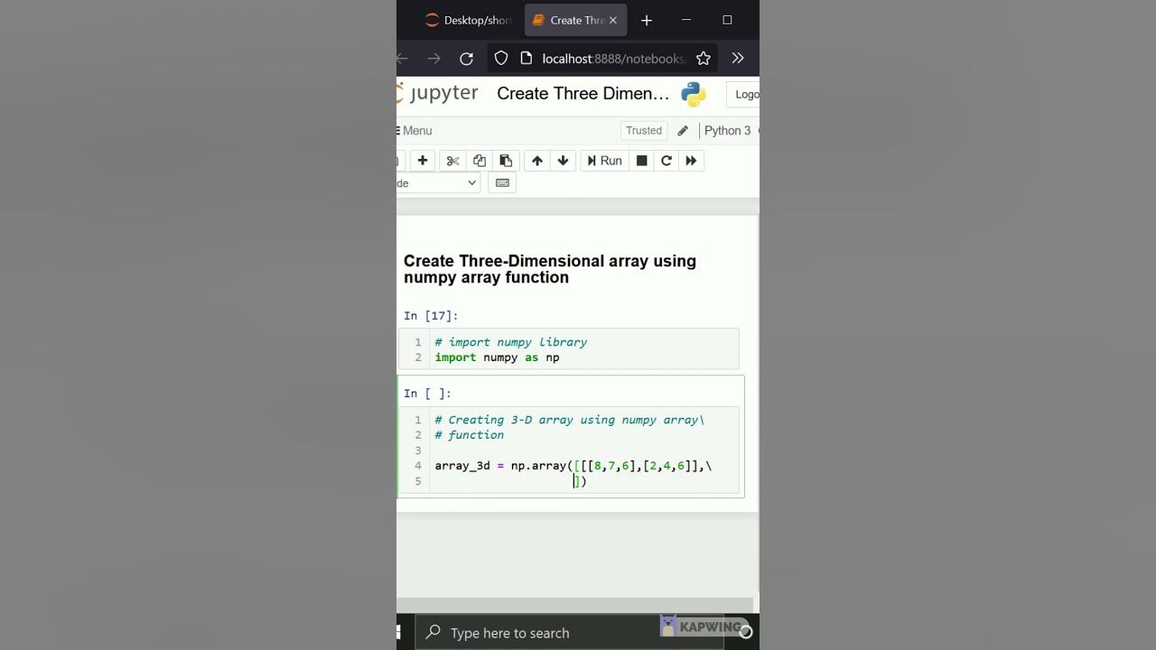 Creating 3 Dimensional Array Using Numpy Array Function Codersarts Youtube