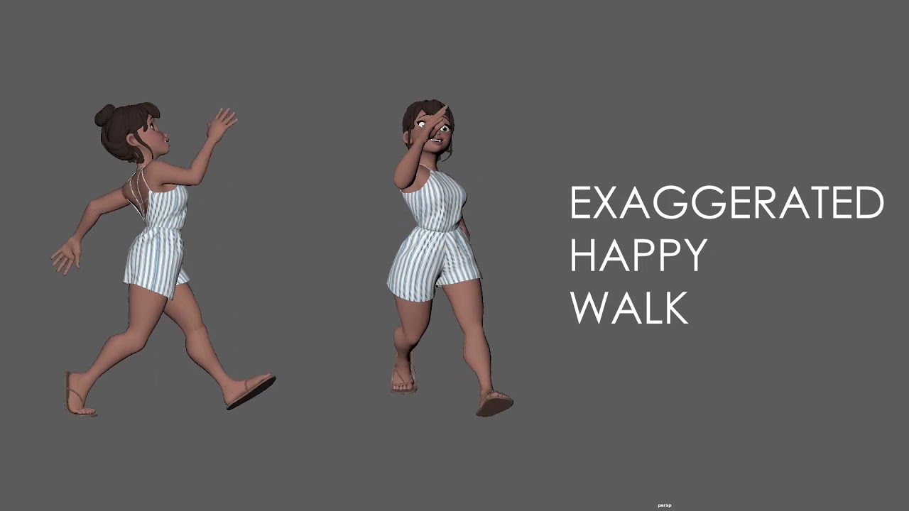 Exaggerated happy walk. - YouTube