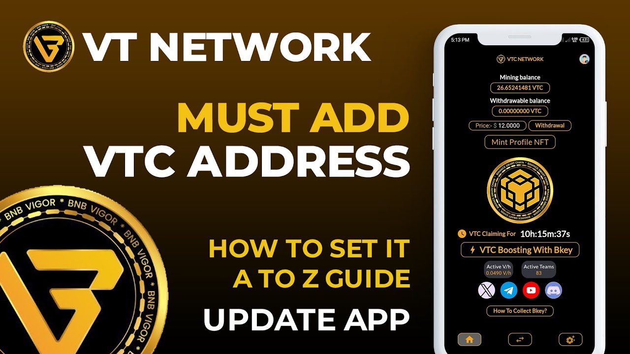 VTC Network: How to Set VTC Withdrawal Address and Update App | Must Do ...