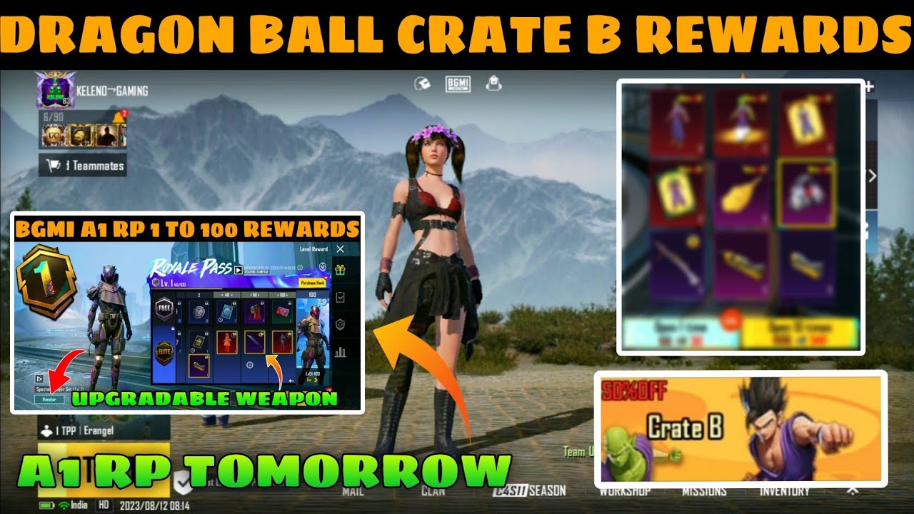 NEW DRAGON BALL CRATE B REWARDS! 😍 UPGRADABLE GUN SKIN | BGMI A1 COMING ...