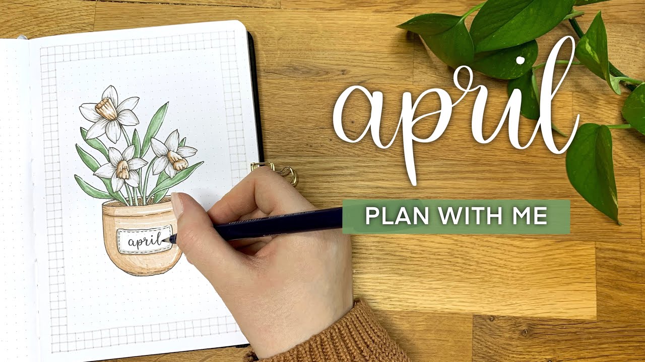 Plan With Me | 2022 April Bullet Journal Setup | Neutral Daffodil Bujo ...