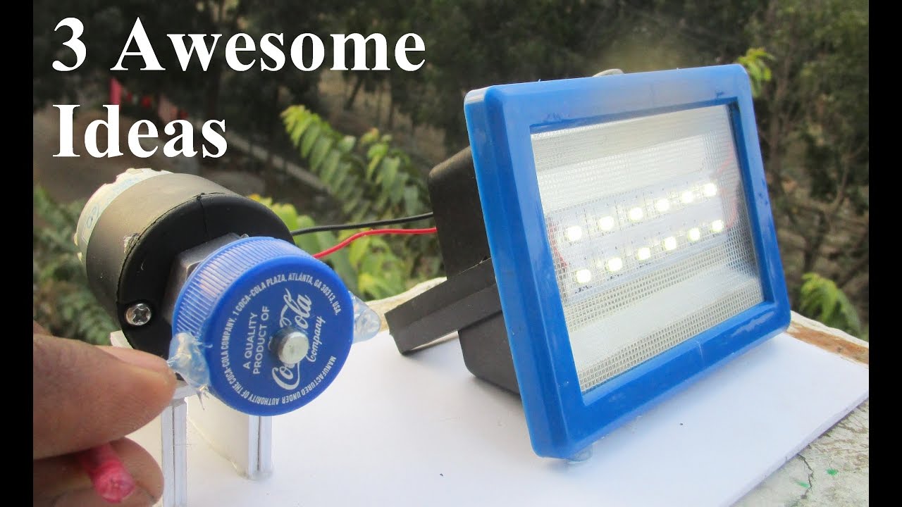 3 Awesome Ideas From DC Motor - LED Generator at home - YouTube