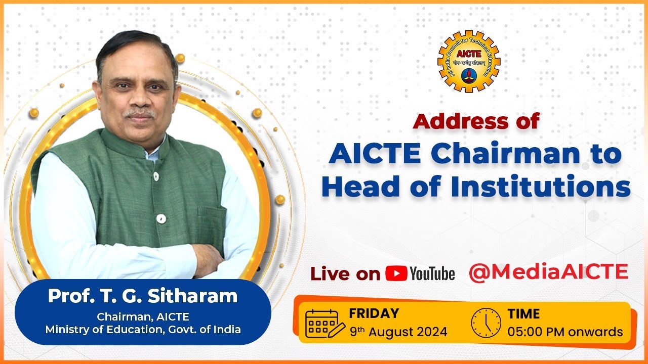 Address of AICTE Chairman to Heads of Institutions - YouTube