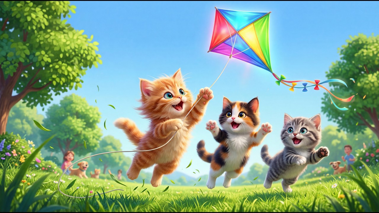 Catch the Flying Kite! | Cats High Jump Adventure | 3D Kids Cartoon ...