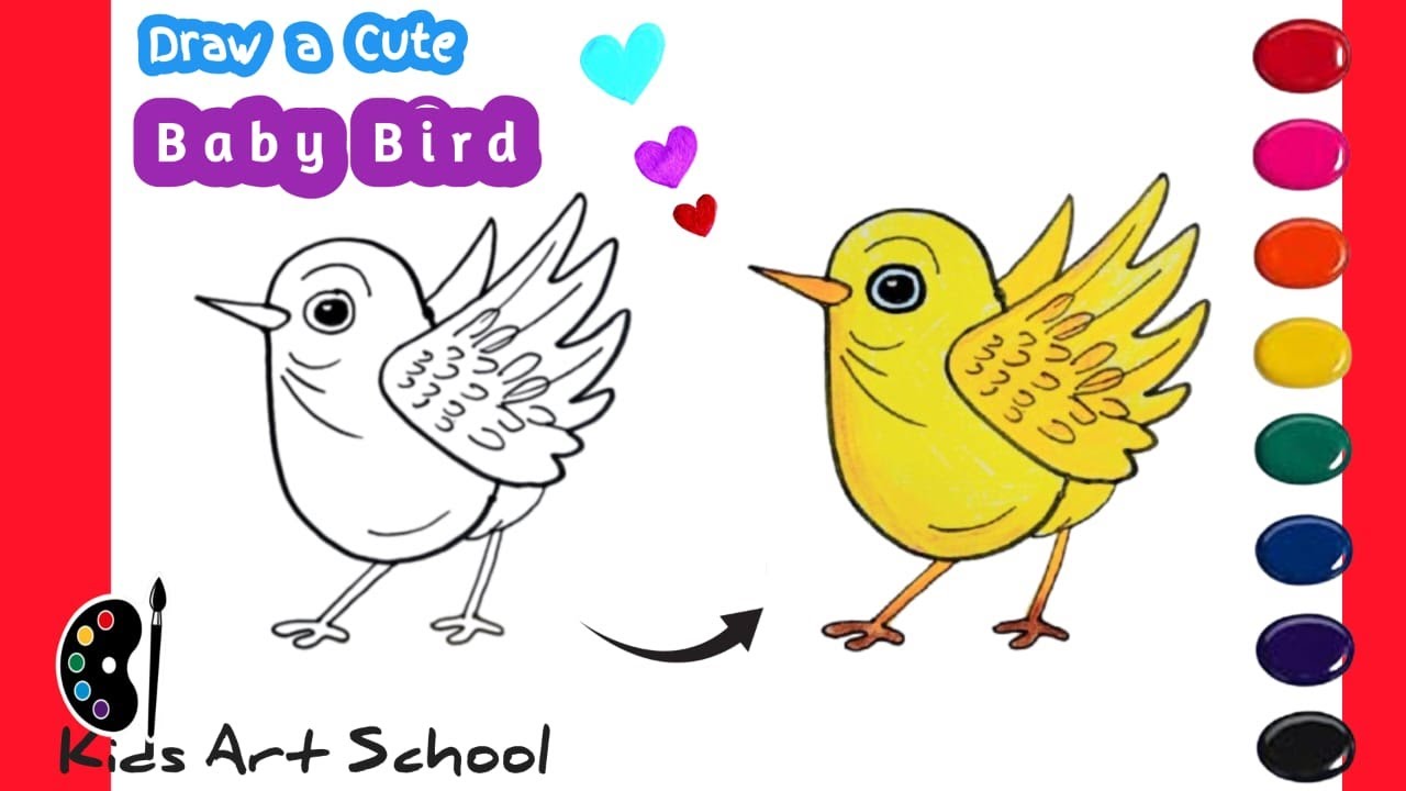 How to Draw cute Baby Bird| Easy Cute Chick Drawing for Beginners| Cute ...
