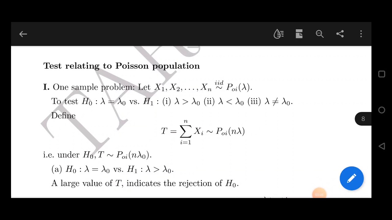 Test for Poisson mean - YouTube