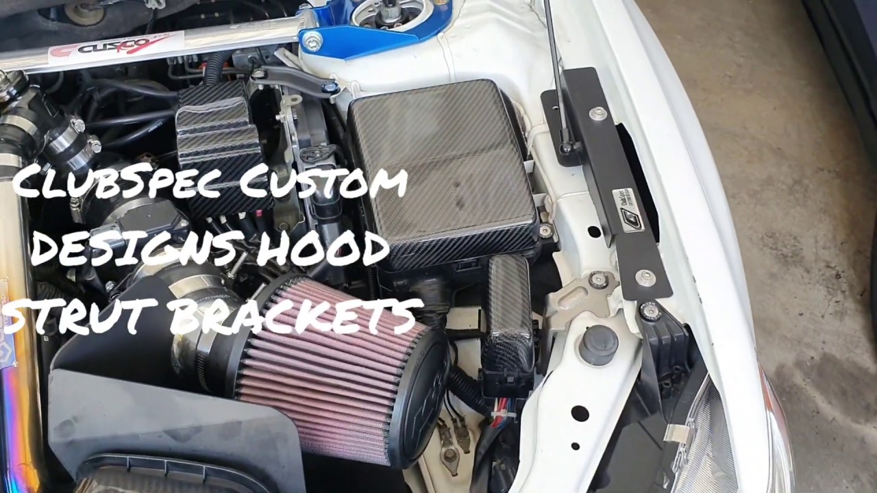 Club Spec Custom Designs Hood Strut Brackets for Evo X - YouTube