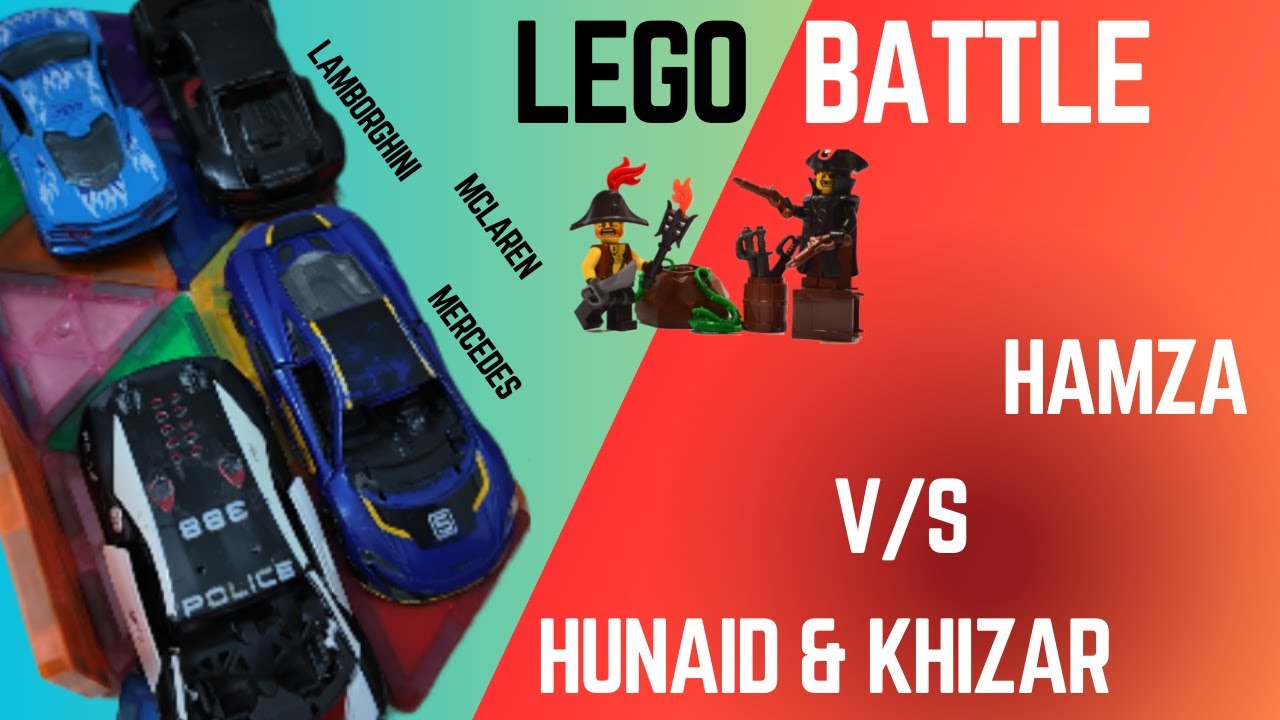 Lego Man Battle! Hamza vs Hunaid & Khizar | Funny Kids Play Fight - YouTube