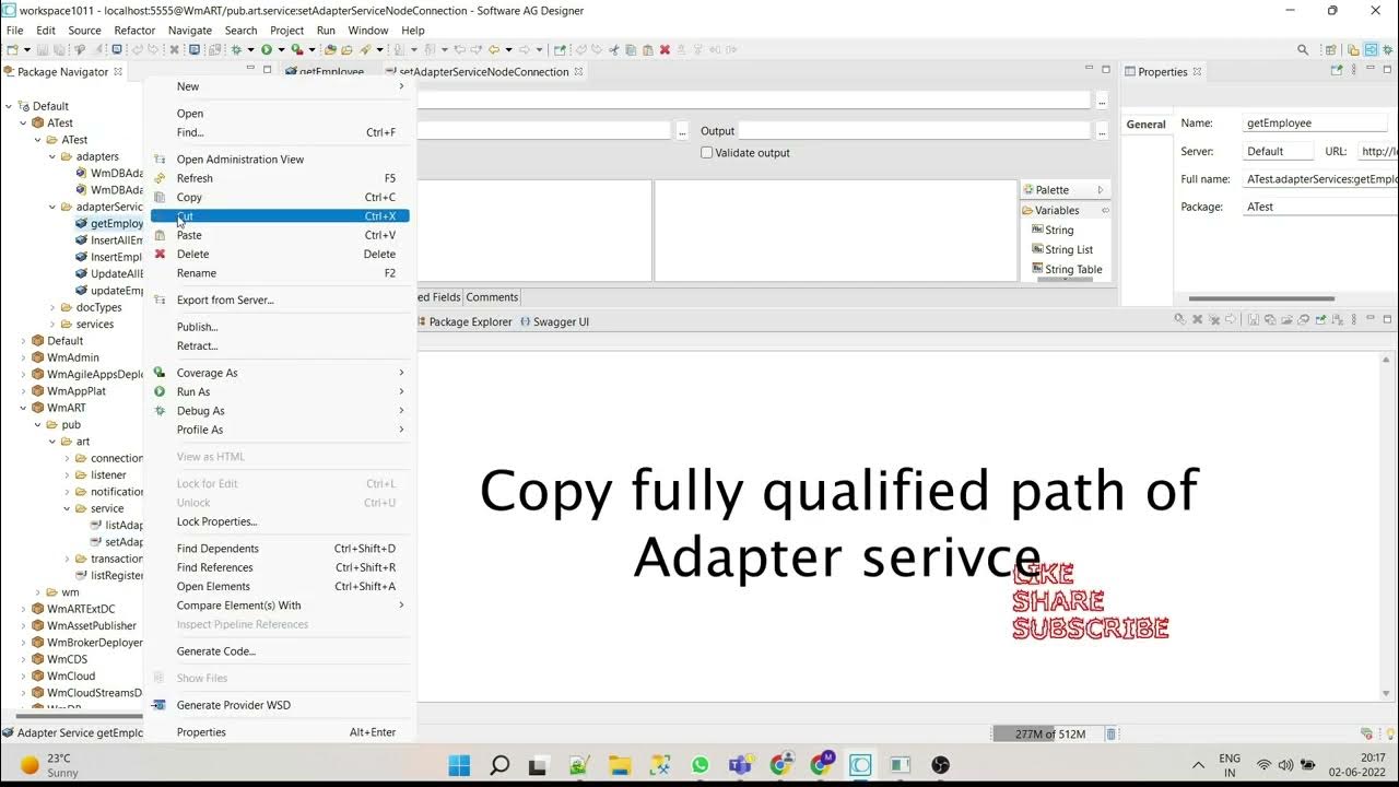 Change JDBC Adapter connection name in Adapter Service in webmethods | WmArt - YouTube