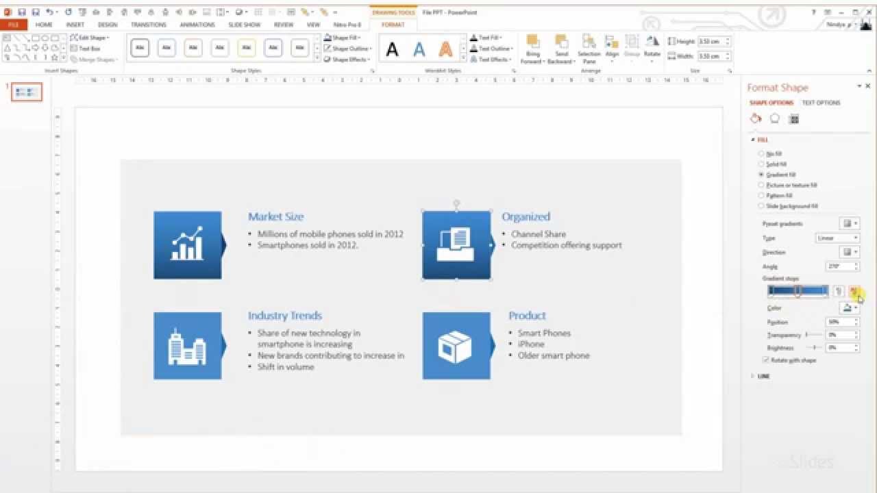 PowerPoint Tutorial : How to Custom Gradient Shape in PowerPoint - YouTube