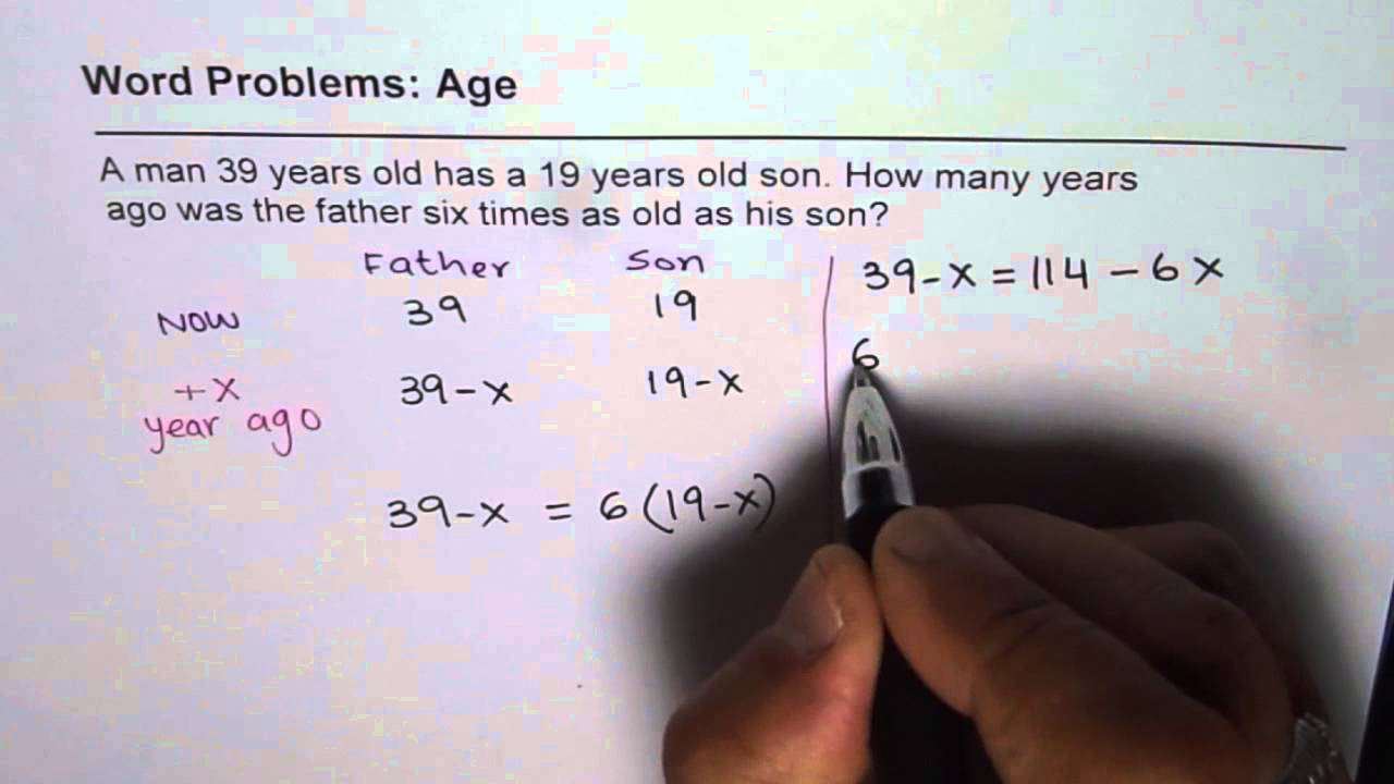 Word Problem Relating Present and Past Age - YouTube