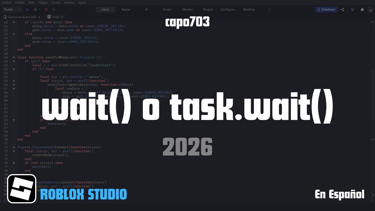 ¿wait o task.wait en Roblox Studio? EXPLICACIÓN EN ESPAÑOL - YouTube