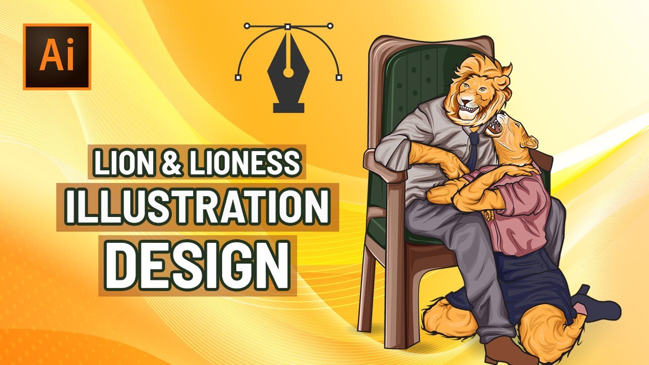 How we can Create Lion & Lioness Couple Illustration| VectorArt ...