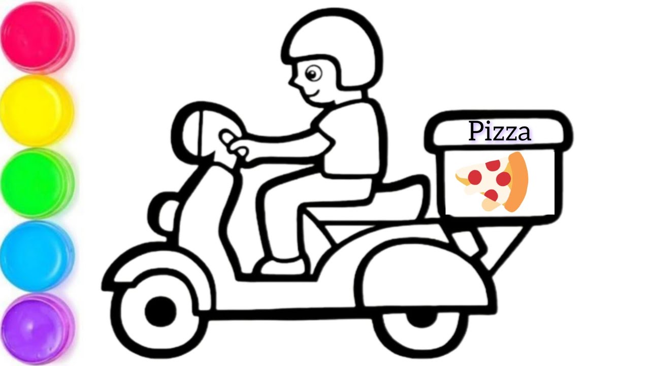 Lets Draw and Color 🍕🛵PIZZA Delivery Guy 🍕🛵| Tasty Pizza order |Fun ...