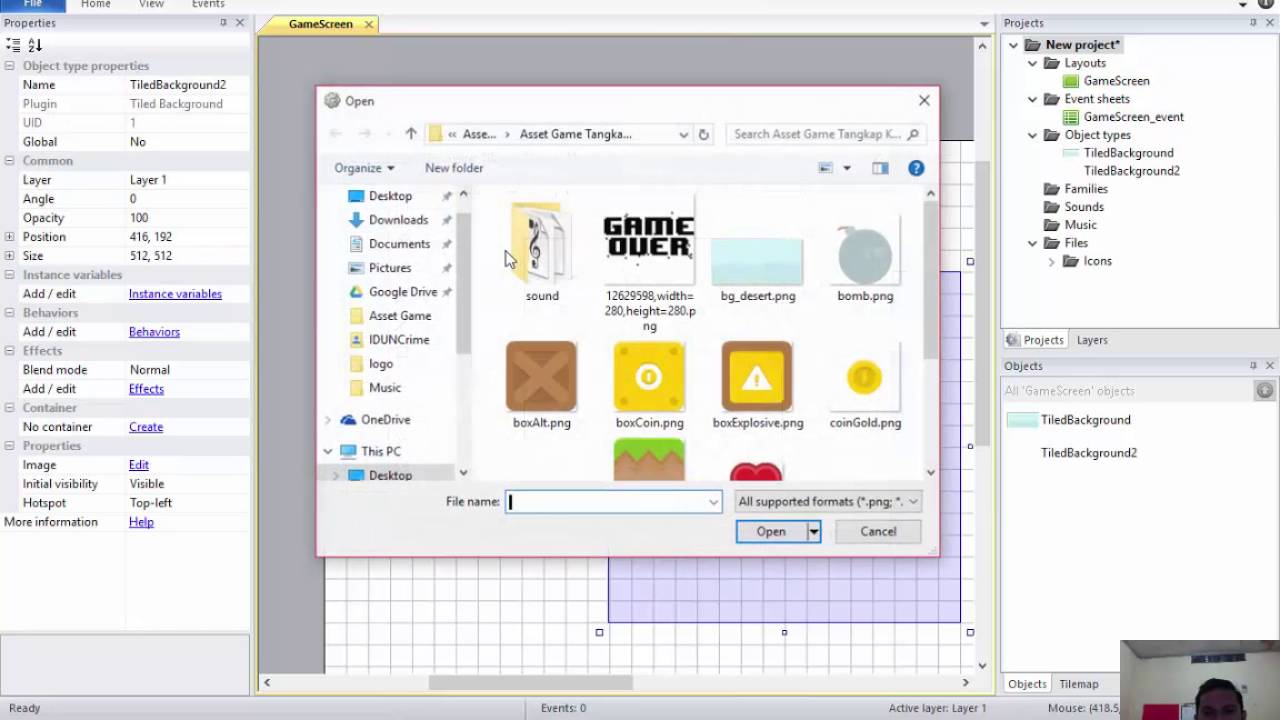 Construct 2 Tutorial (Simple Game) - "Game Tangkap Koin" - YouTube