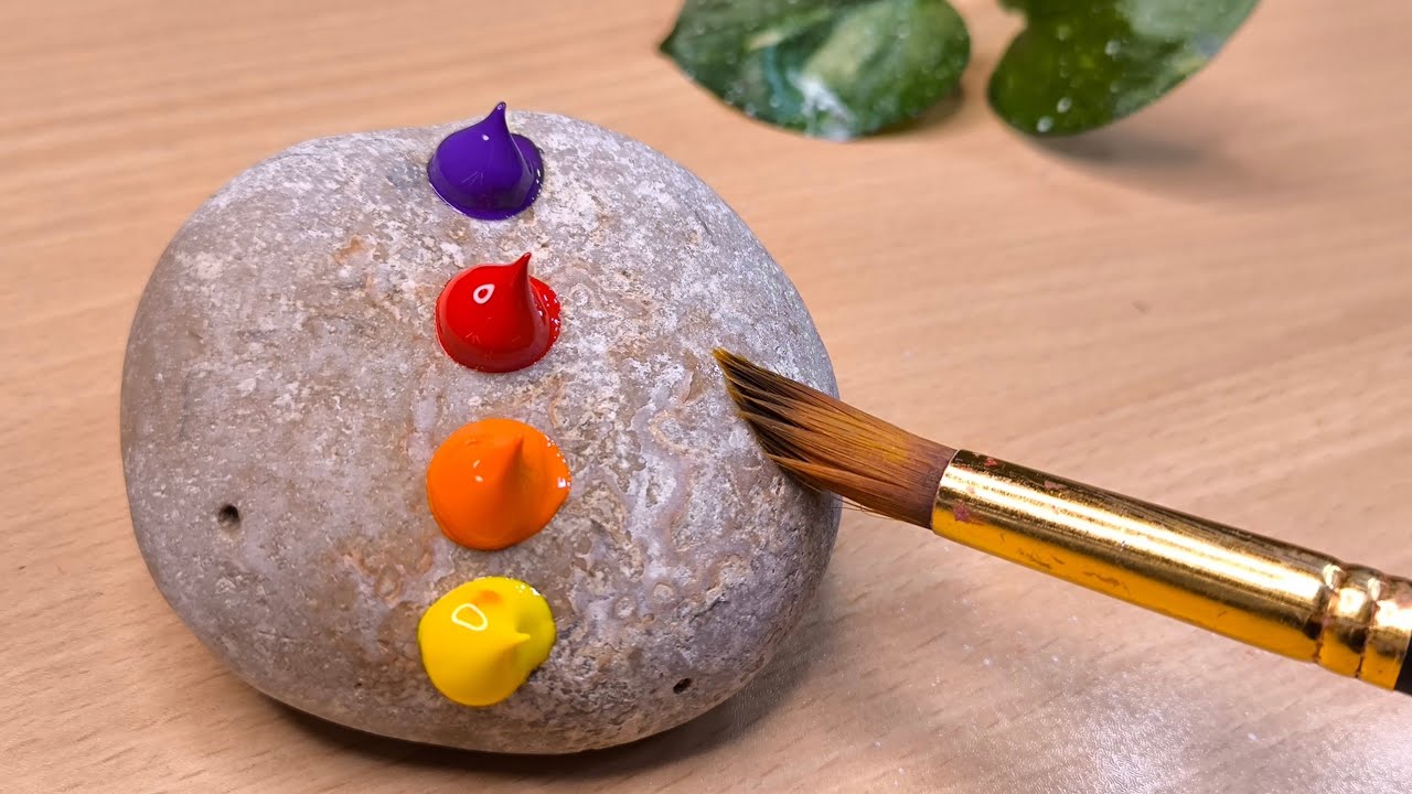 Simple Landscape Acrylic Painting on Stone |Stone painting |Relaxing ...