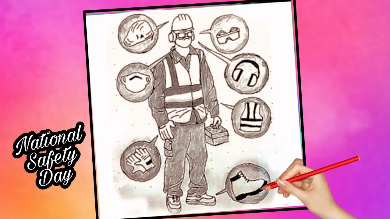 How To Draw National Safety Day Drawing | राष्ट्रीय सुरक्षा दिवस | Easy ...