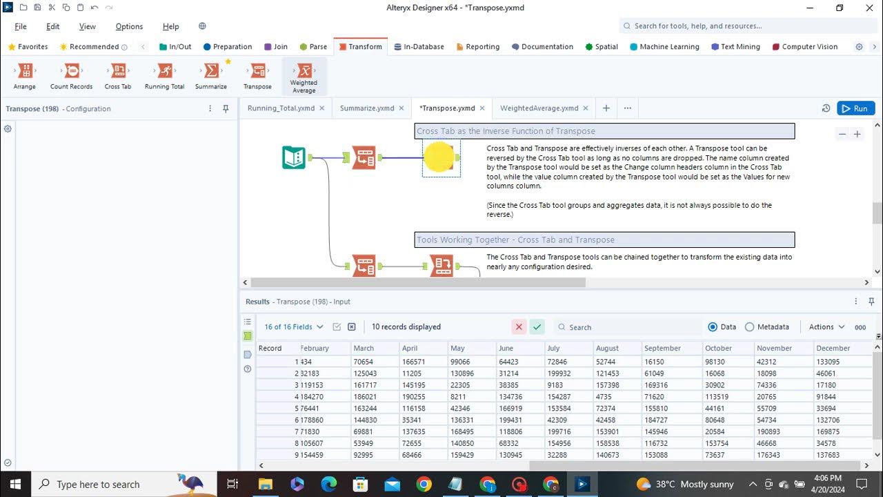 Running Total ,Summarize , Transpose,Weighted Average IN ALTERYX tutorial 11 - YouTube