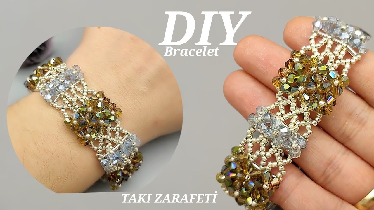DIY _ Kum boncuk ve kristal boncuktan bileklik yapımı _ Seed beads ...