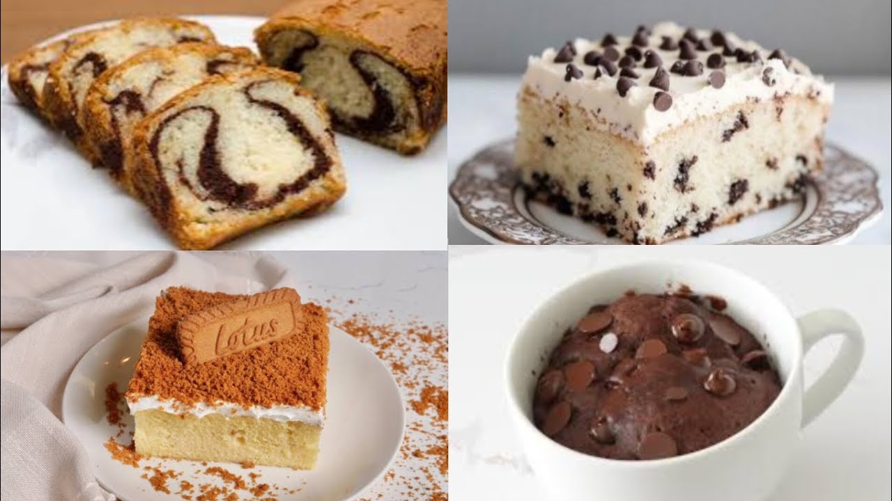4 Delicious Cake Recipes Without Oven | Lotus Tres leches | Three Milk Cake | Marble Cake | Mug ...