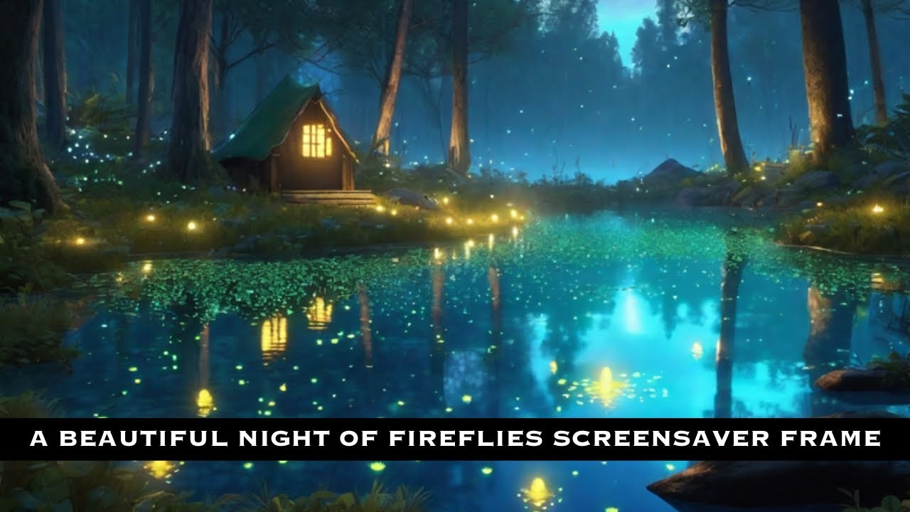 Night Fairytale Firefly Forest Landscape Vintage TV Art Vintage Art TV ...