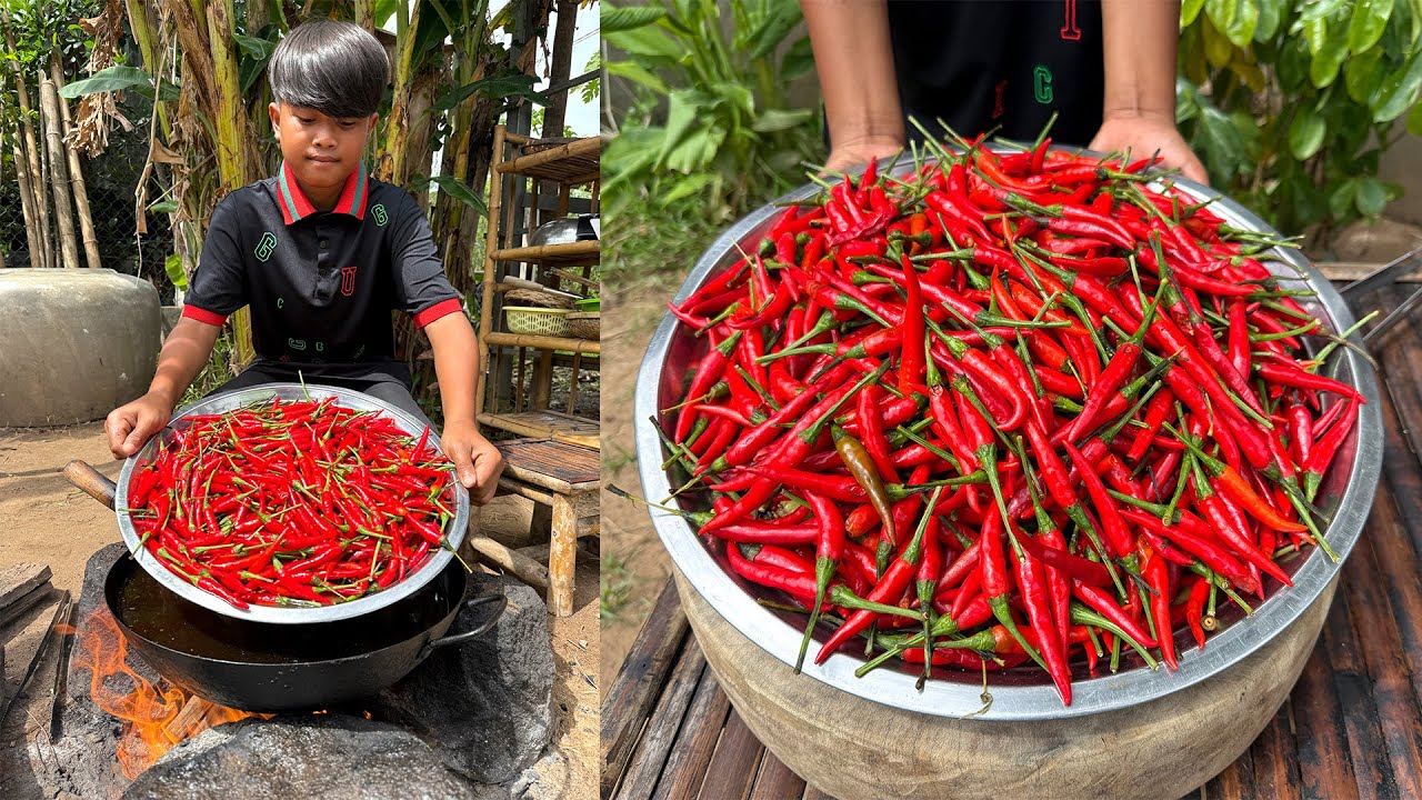Cook and Eat: The young man cook red chili with country style | Deep ...