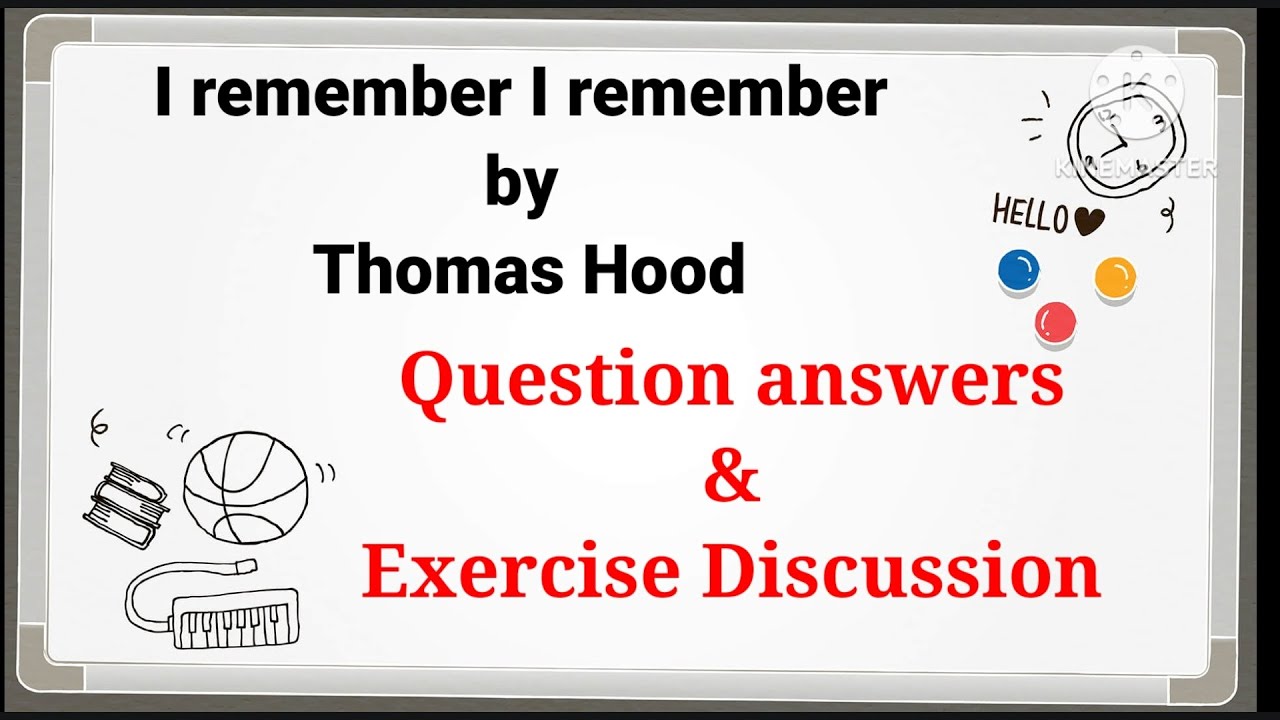 I remember I remember Class 8 Gems Reader Question Answers & Exercise ...