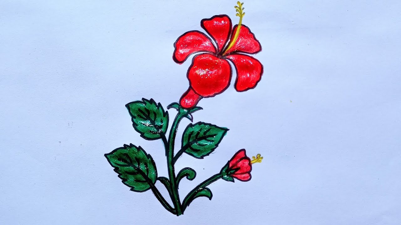 Gudhal Ka Phool Paint Kaise Karen / Gudhal Ka Phool Drawing / How To ...