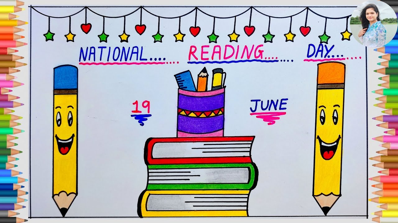 National Reading Day Drawing | Vayana Dinam Poster Drawing | National ...