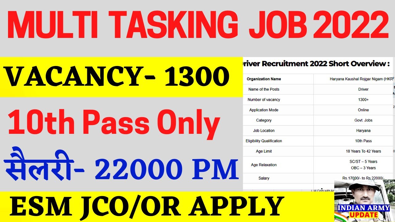 MULTI TASKING JCO/OR JOB 2022 | ex servicemen job | new job vacancies ...