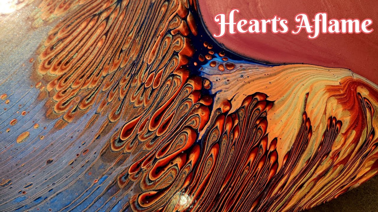 Hearts Aflame 🔥 Bold & Dramatic Acrylic Wandering Straight Pour on ...