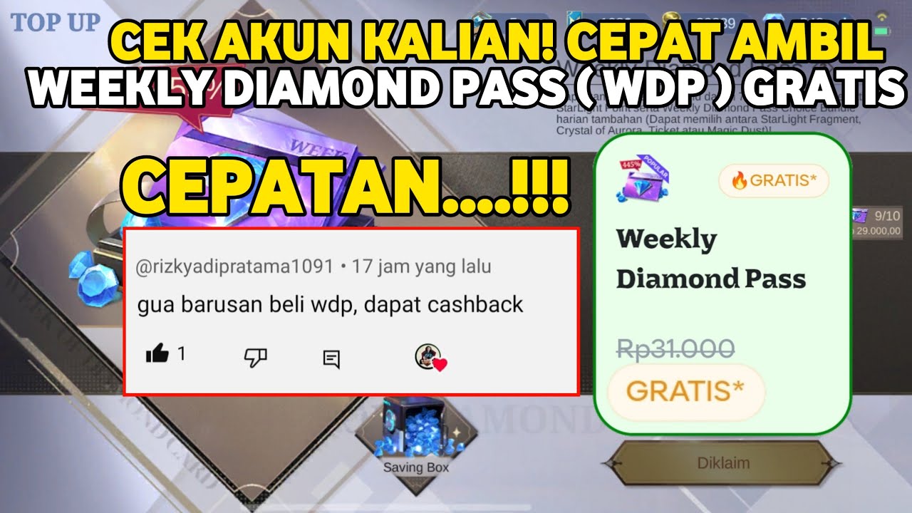 CEK AKUN KALIAN !! CEPAT AMBIL WEEKLY DIAMOND PASS ( WDP ) GRATIS EVENT ...