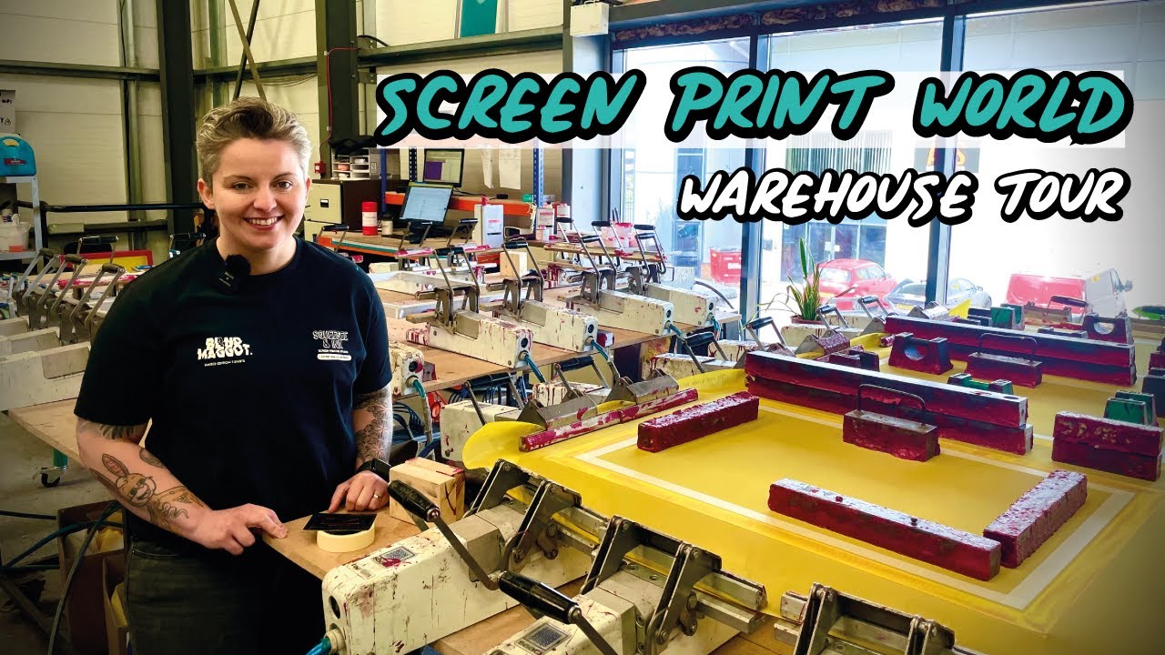 Screen print world warehouse tour. Including how to stretch screen ...