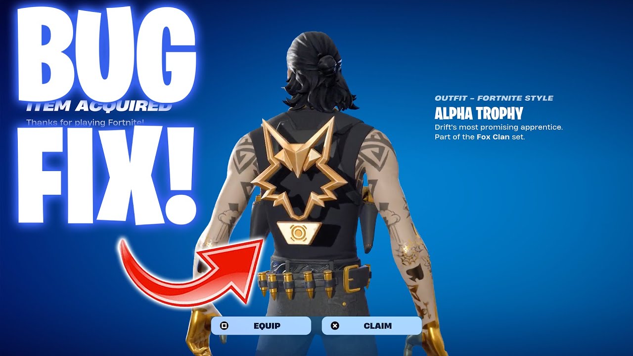 [BUG FIX] How to Unlock Alpha Trophy Back Bling in Fortnite C6S2 - YouTube