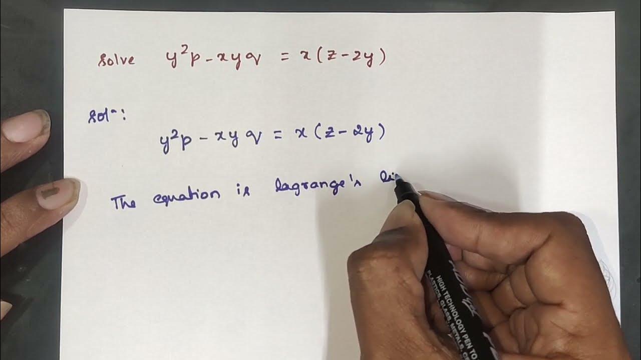 Lagranges Linear Pde Partial Differential Equations Part 3 Youtube