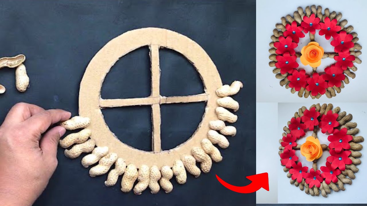 Beautiful Wall Hanging Craft Using Peanut Shells | Paper Craft For Home ...