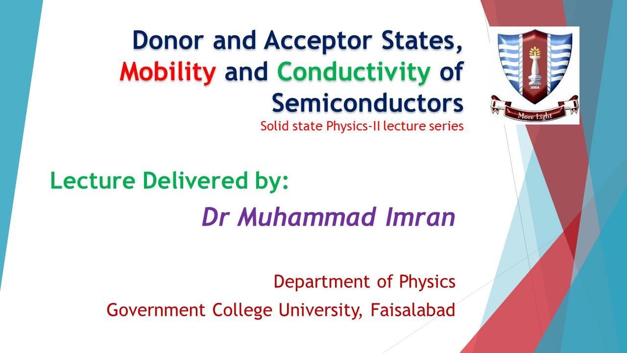 Donor and Acceptor States in Semiconductors | Solid State Physics - II ...