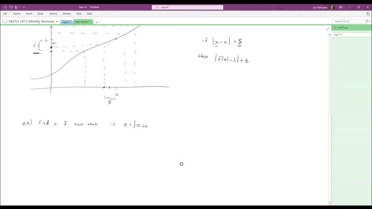 MATH 2413 Week 3 Review: Epsilon-Delta Definition of Limit, Continuity ...