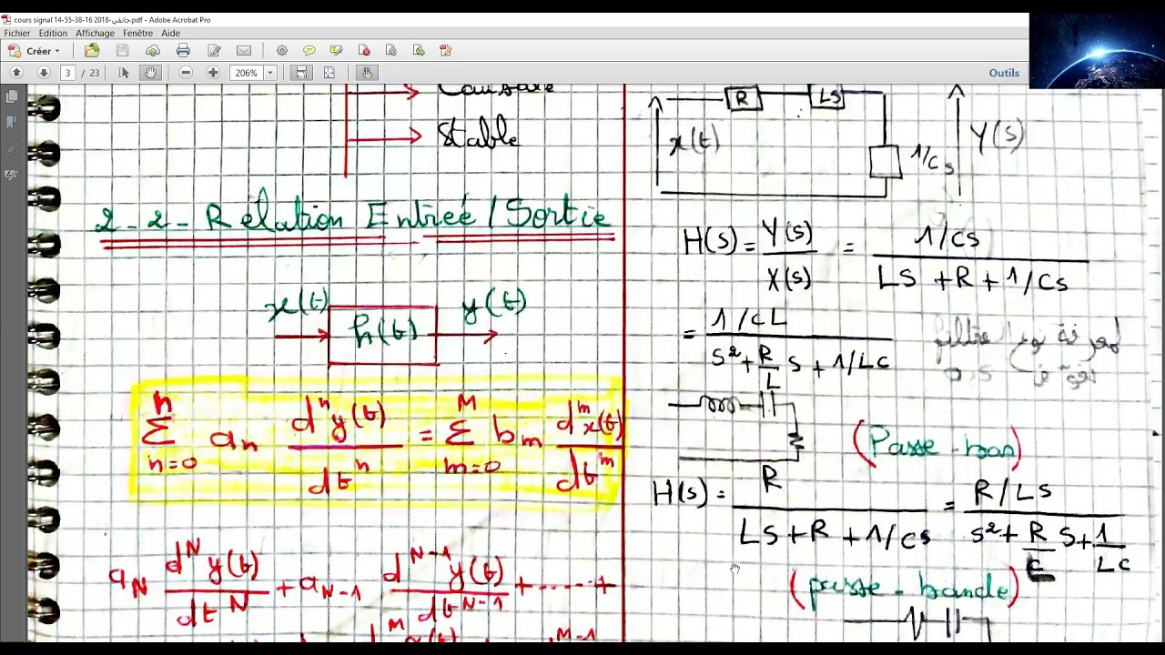 Rappels sur les Principaux résultats du traitement du signal ...