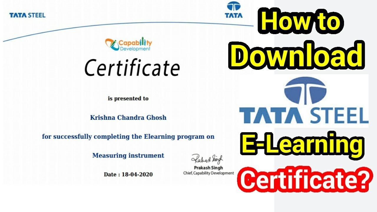 How to download Tata Steel E-learning Certificate? - YouTube