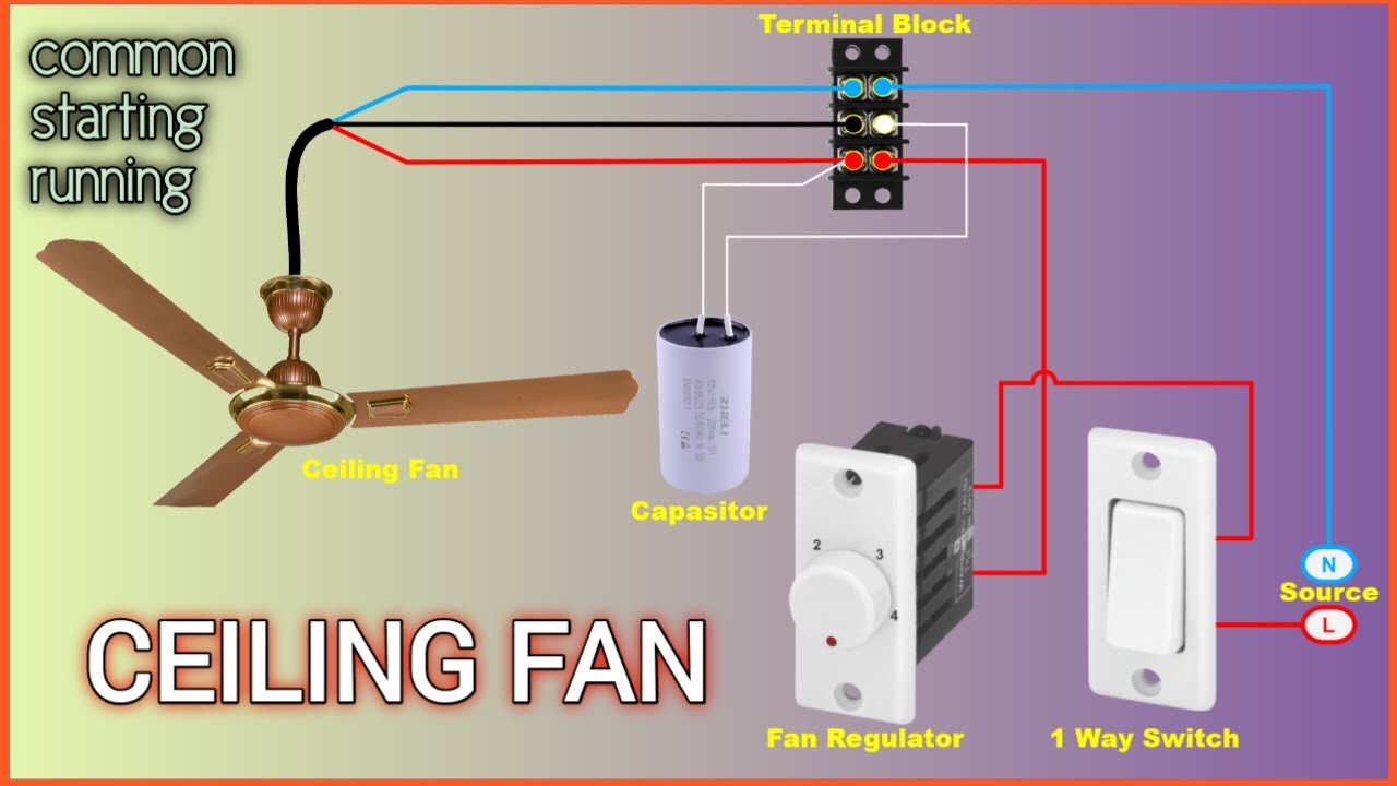 Simulation of Connecting a Ceiling Fan with a Fan Regulator - YouTube