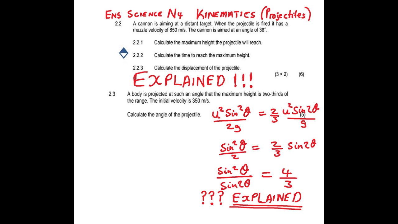 ENGINEERING SCIENCE N4 KINEMATICS (PROJECTILES) - YouTube