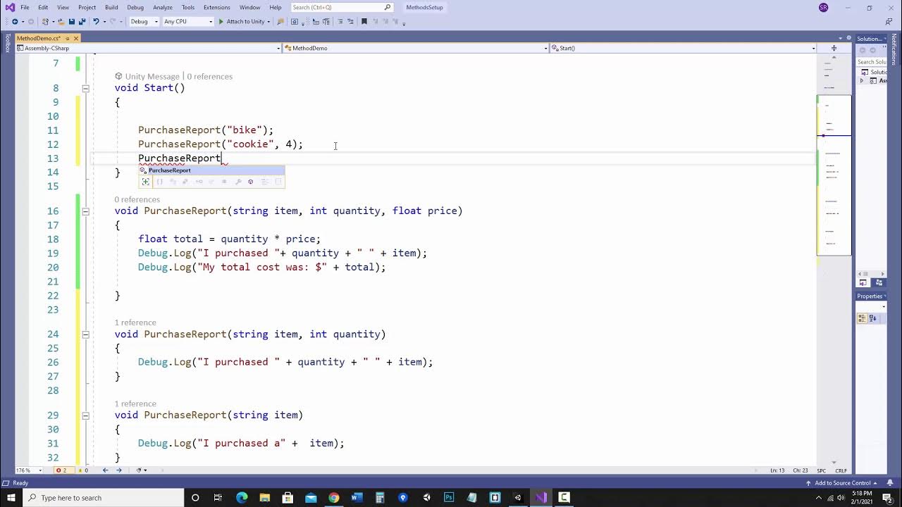 Overloading Methods in C# and Unity - YouTube